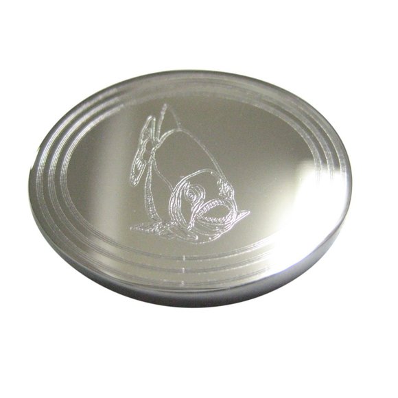 Kiola Designs | Accessories | Silver Toned Etched Oval Piranha Fish ...